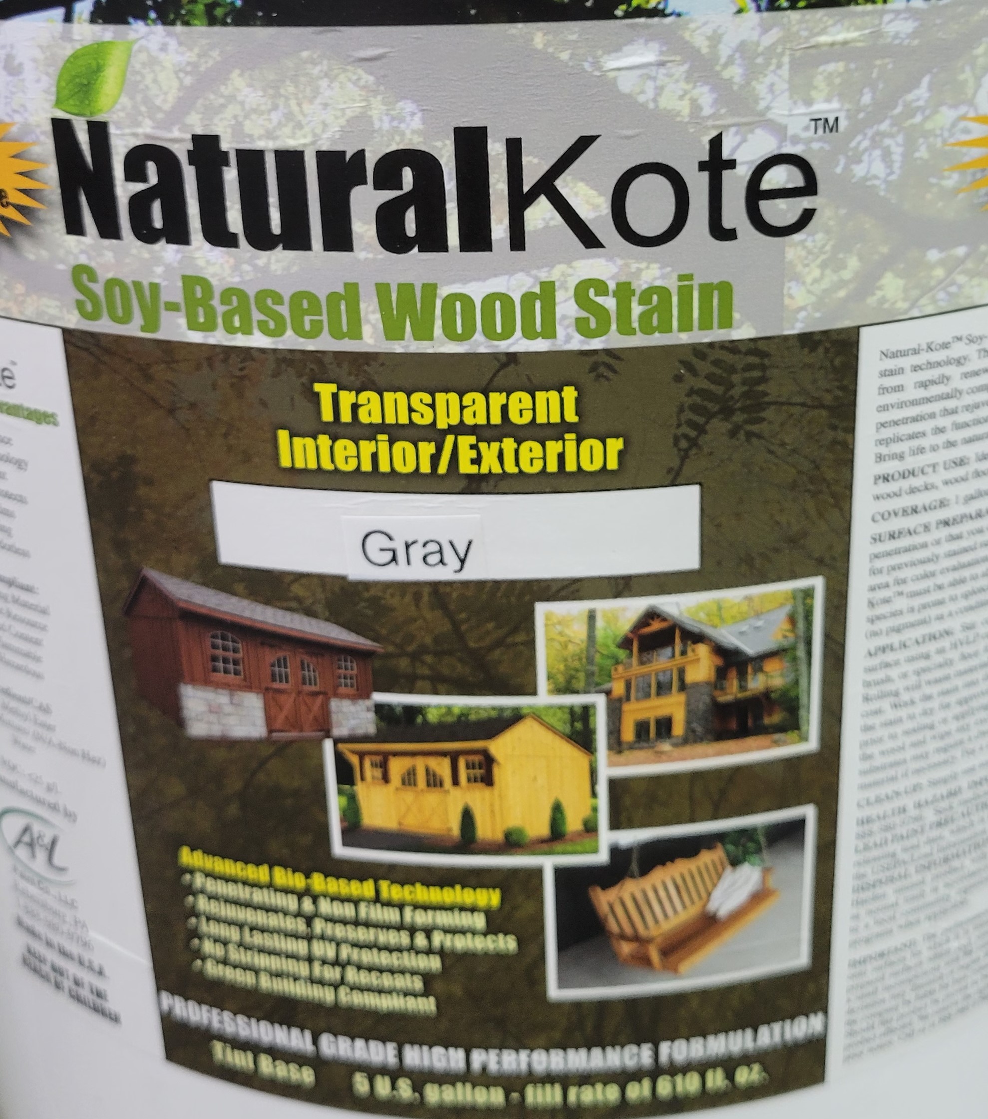 Natural Kote Gray Stain (T1-11) 5 gallons - Southeastern Building Products